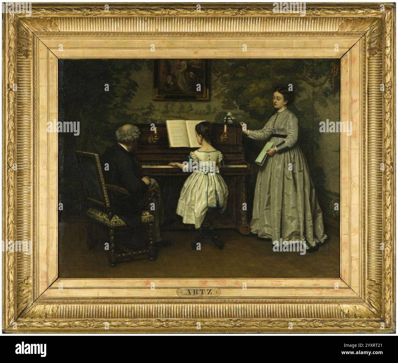 David Adolphe Constant Artz - De Muziekles Stock Photo - Alamy