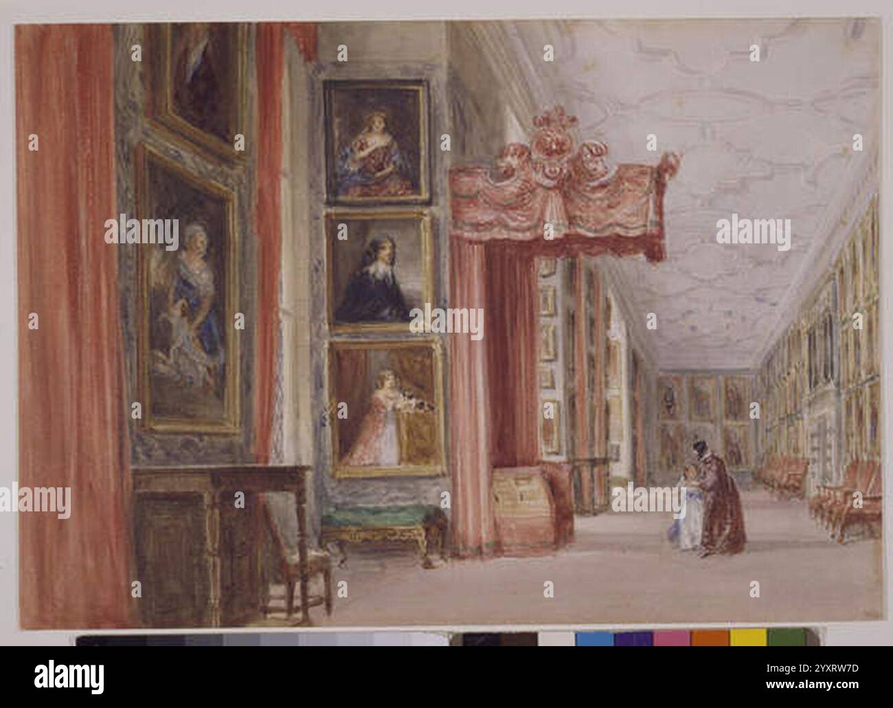 David Cox - Interior of the Long Gallery, Hardwick Hall, Derbyshire ...