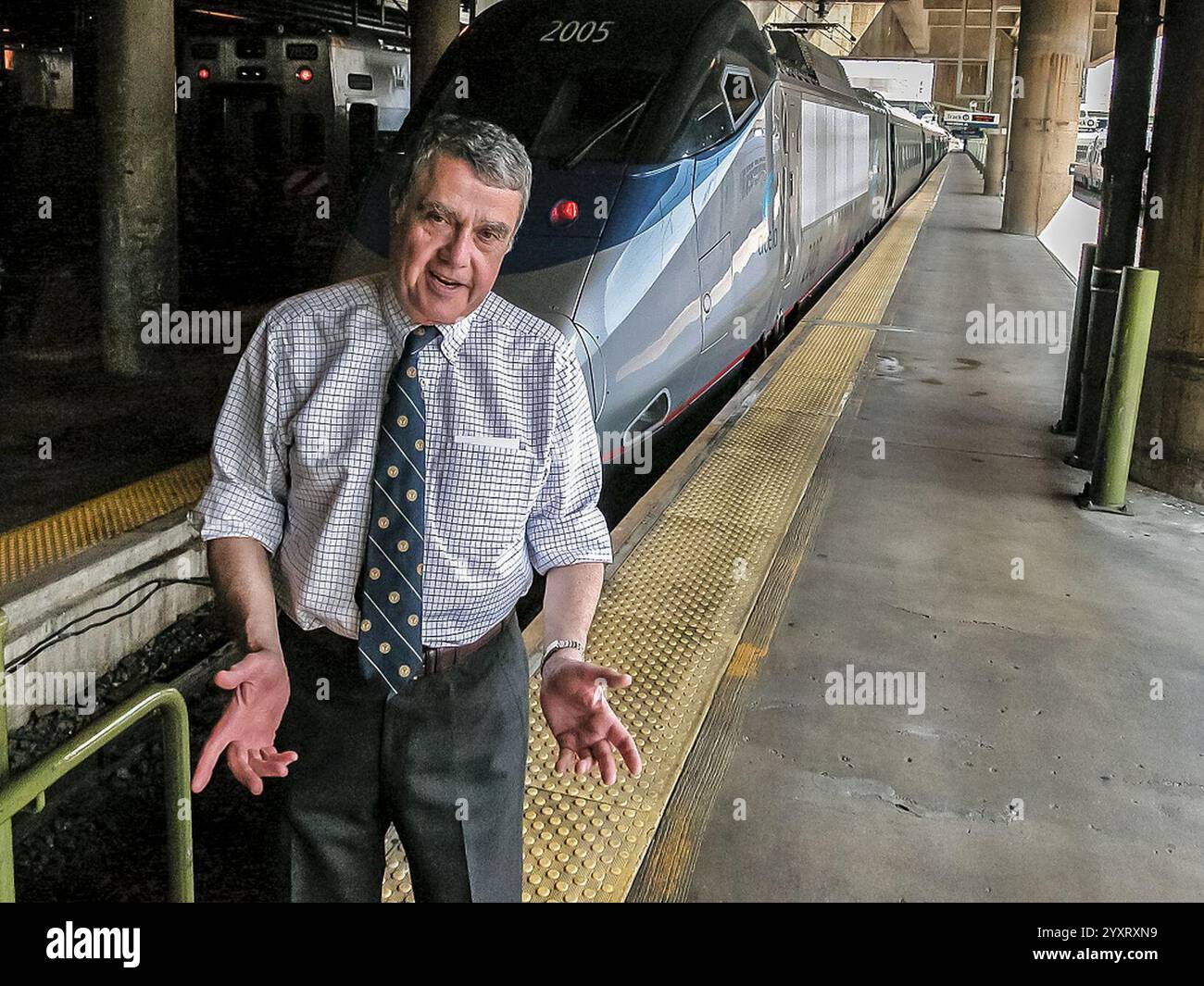 David Gunn, President and CEO of Amtrak, on Acela train platform at ...