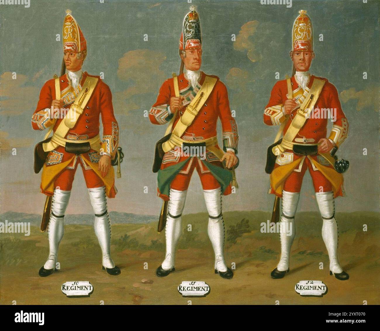 David Morier (1705^-70) - Grenadiers, 10th, 11th and 12th Regiments of Foot, 1751 Stock Photo ...