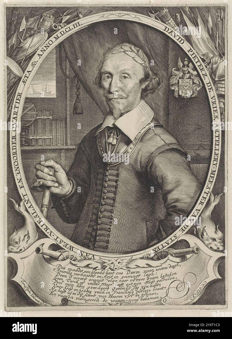 David Pietersz. de Vries portrait by Cornelis Visscher Stock Photo - Alamy