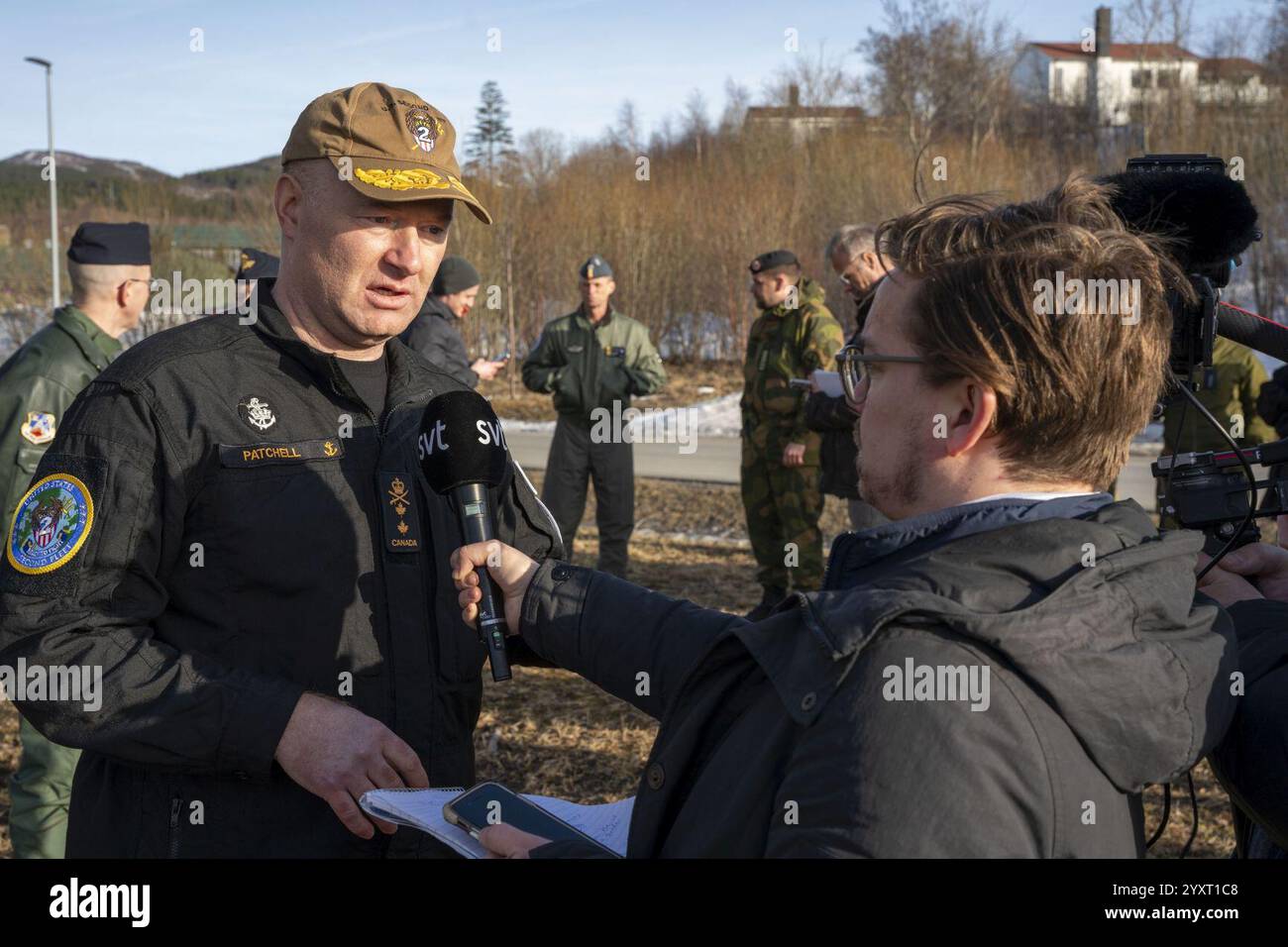 David Patchell, at a Norwegian aviation press conference at Camp Bodin ...