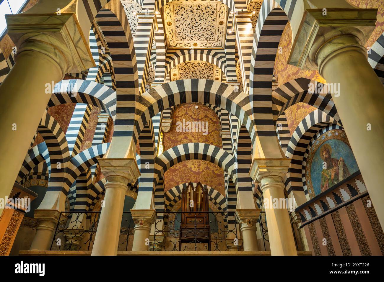 Ornate Moorish style columns and painted arches of The Chapel in ...
