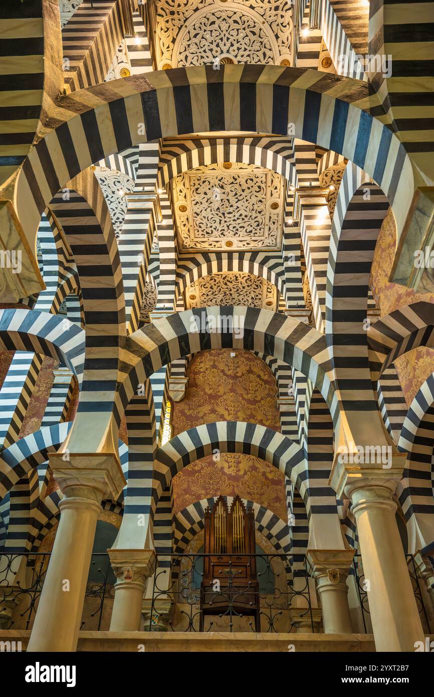 Ornate Moorish style columns and painted arches of The Chapel in ...