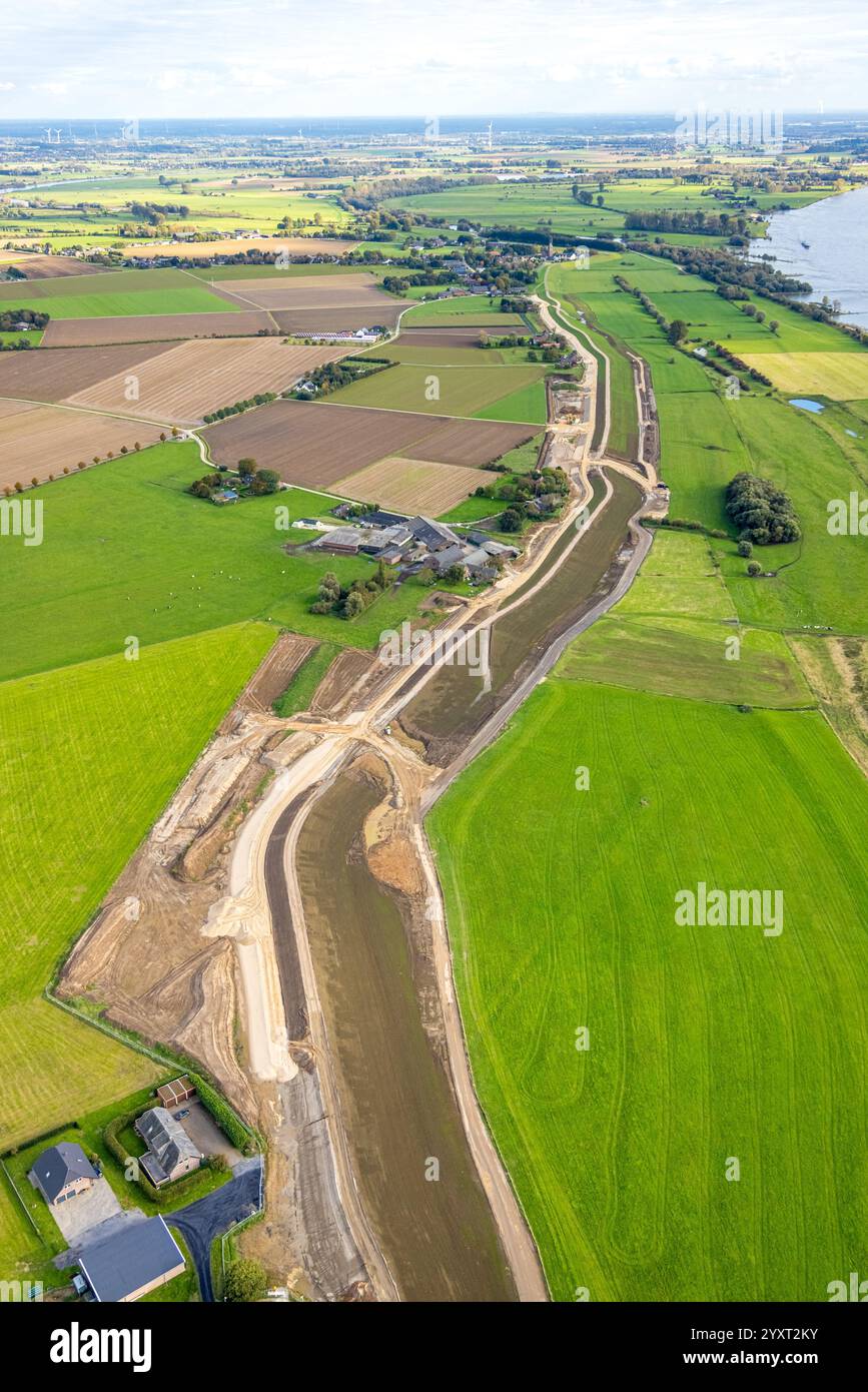 Aerial view, construction site on the dyke between Dornick and ...