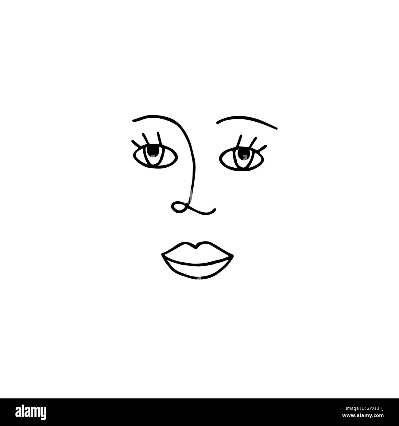 Vector hand drawn doodle sketch woman face isolated on white background Stock Vector Image & Art ...