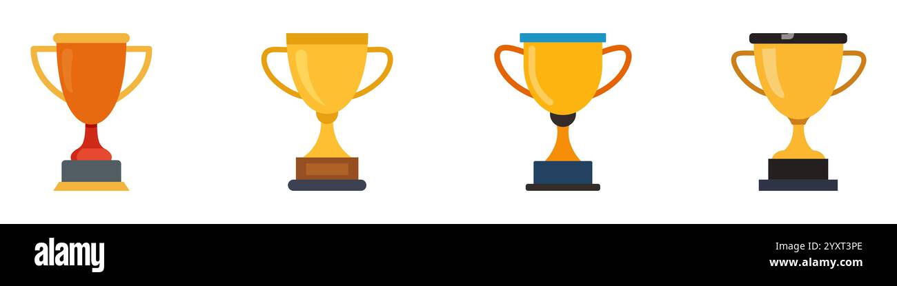 Set of trophy cups icons. Concept of success, achievement, and winning ...