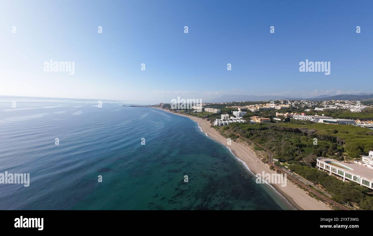 Aerial drone photo of the beautiful beach front in the town of Sitio de ...