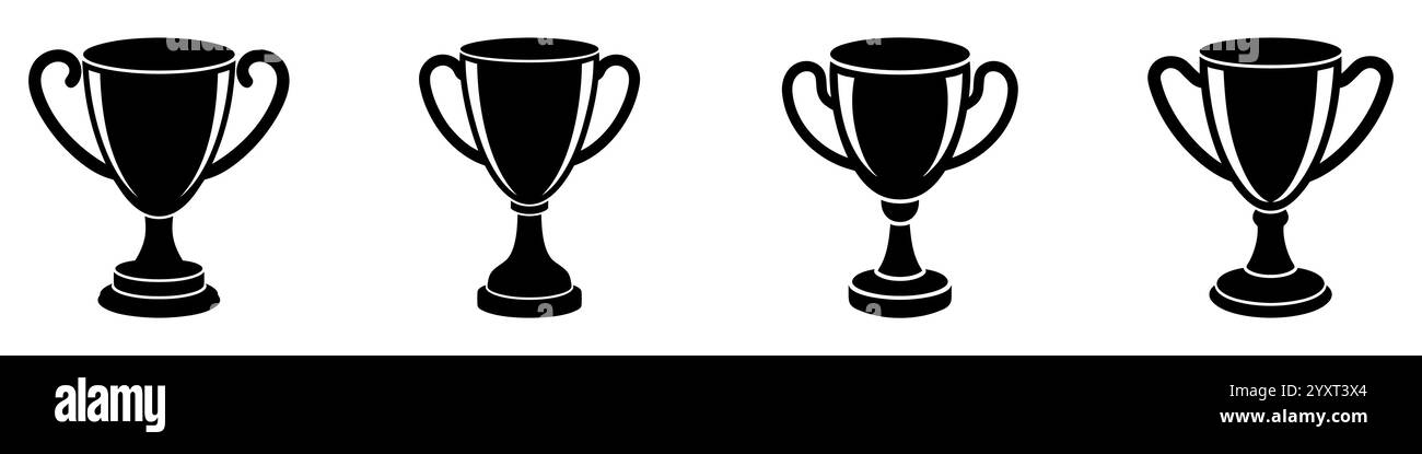 Set of vector icons representing trophy cups, symbolizing success ...