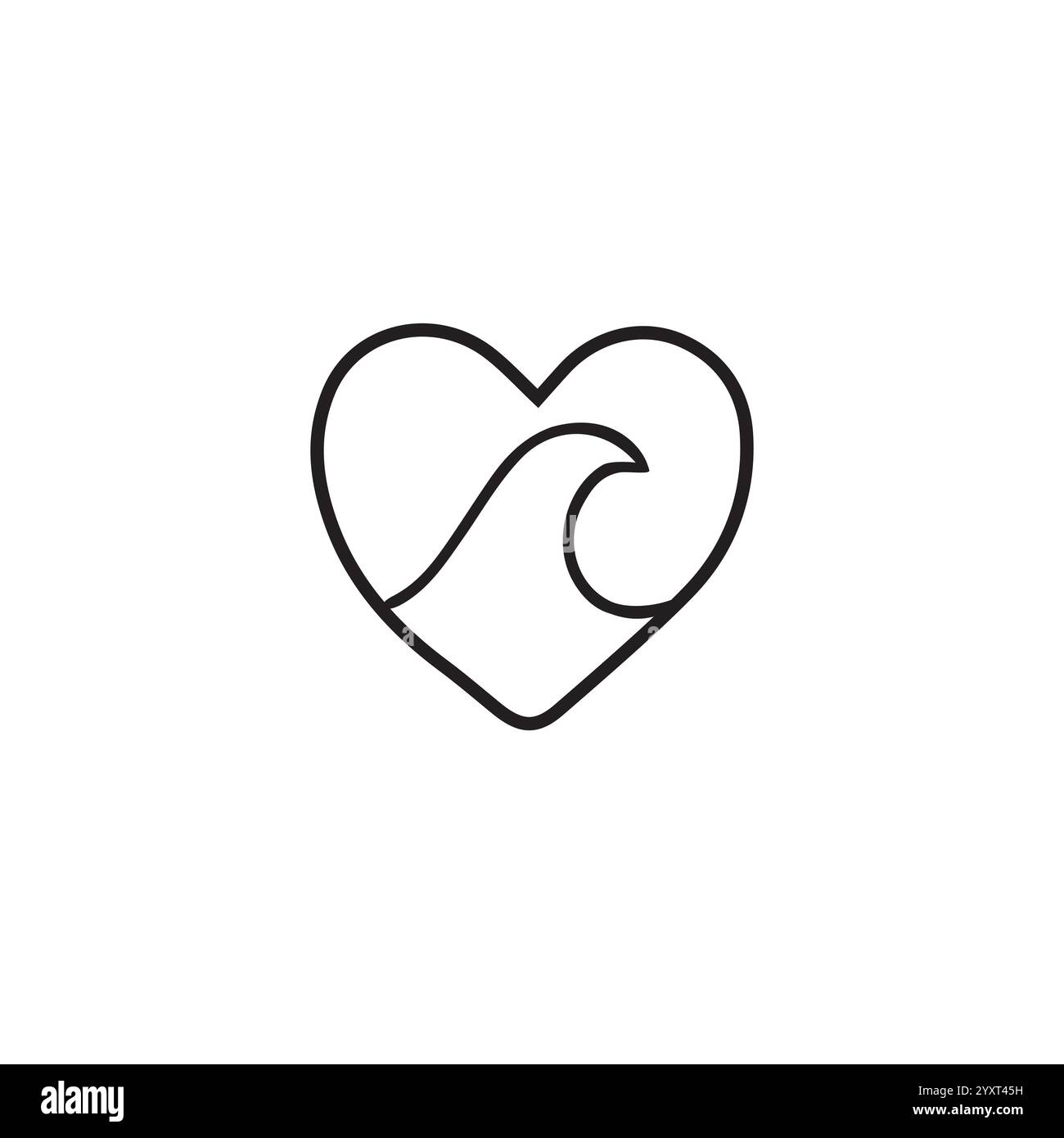 Vector hand drawn doodle sketch wave in heart isolated on white ...