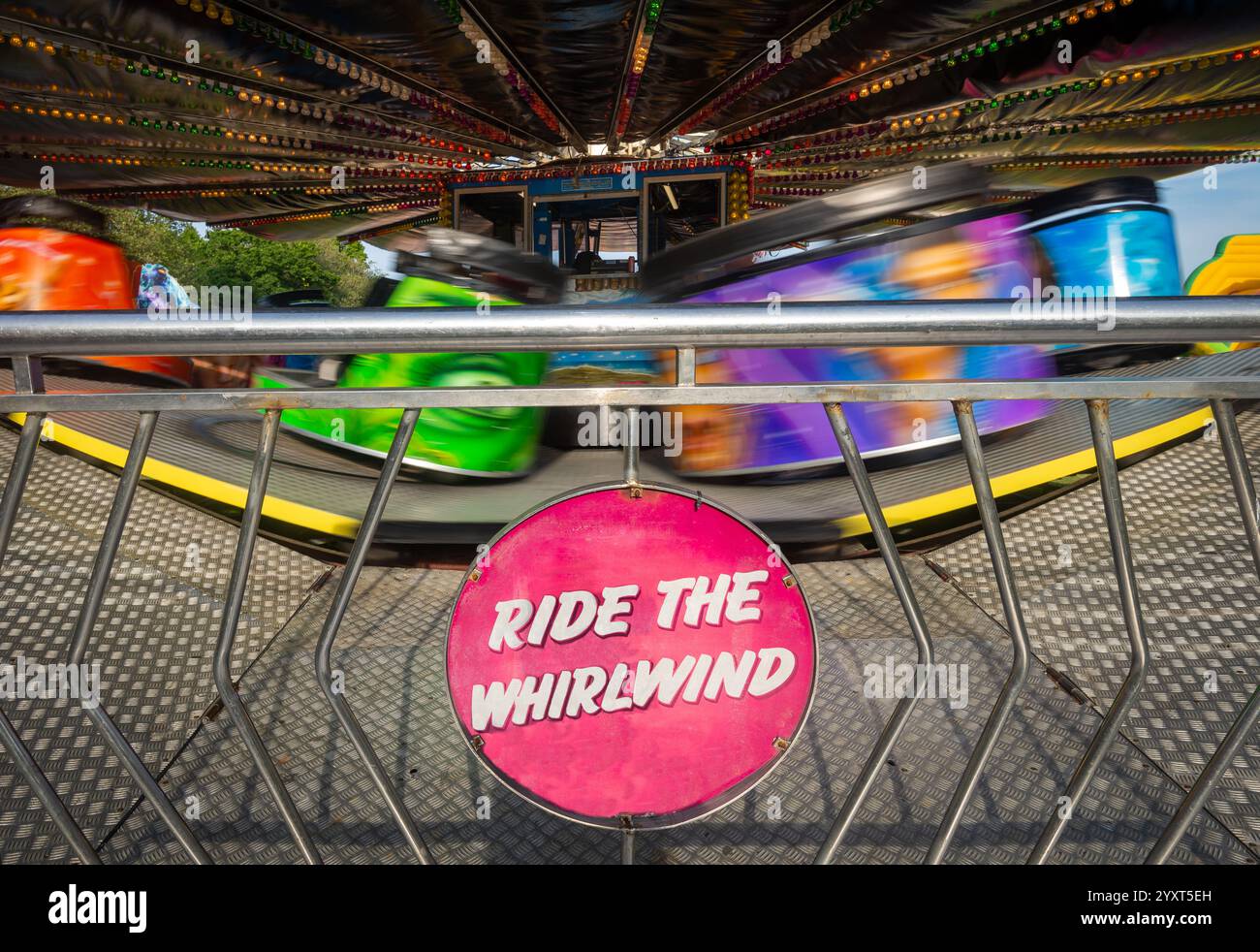 Classic fairground Waltzer ride at traditional British funfair in ...