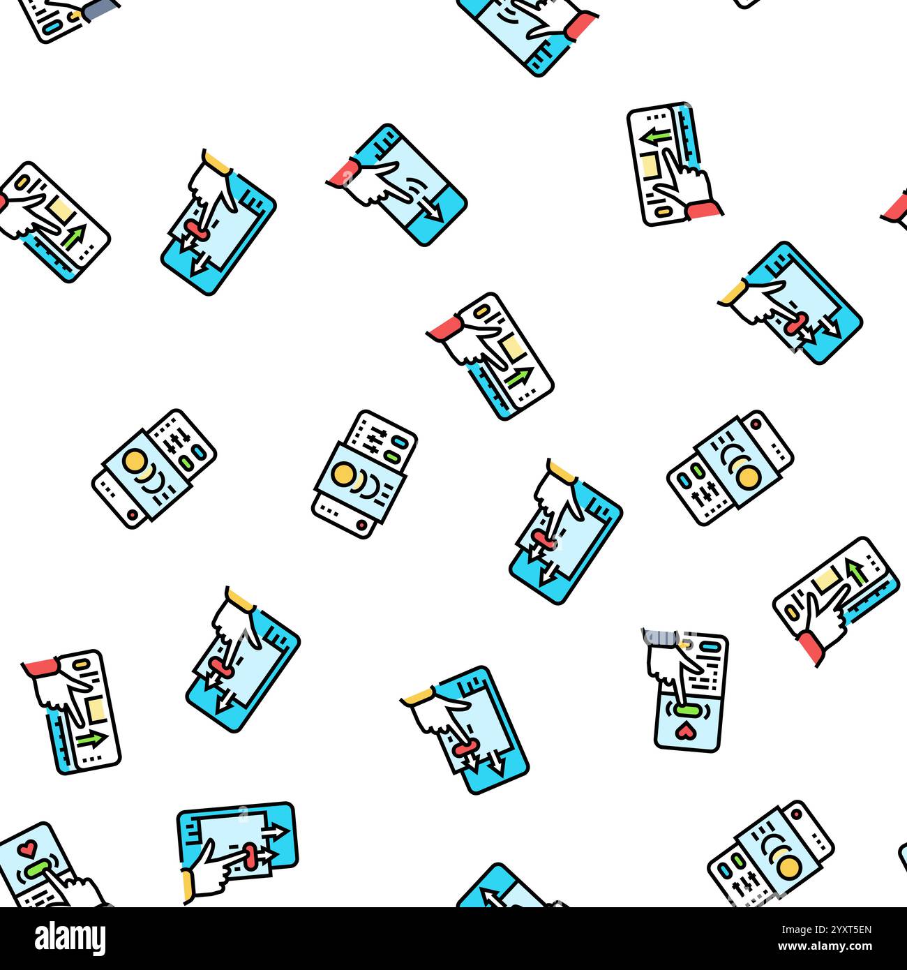 Ui Ux Digital Develop Code App Seamless Pattern Vector Stock Vector