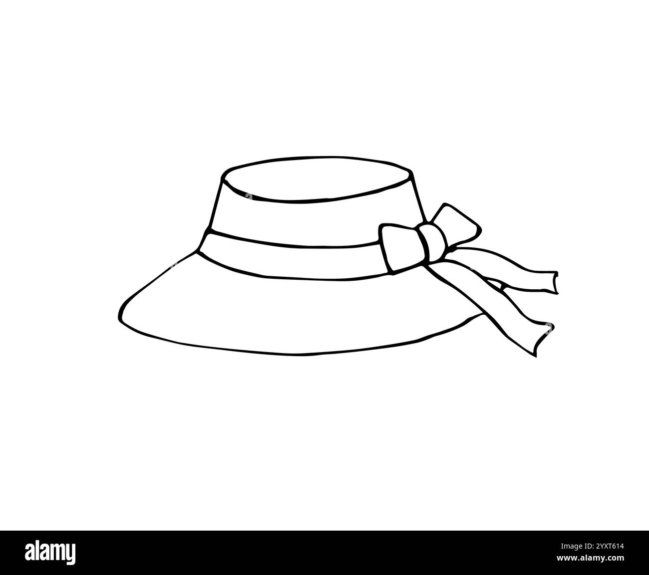 Vector hand drawn doodle sketch beach straw woman hat isolated on white ...