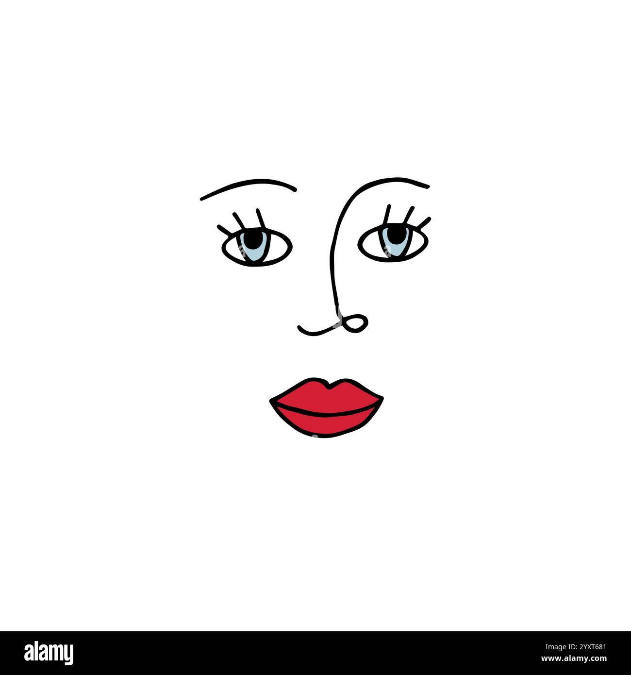Vector hand drawn doodle sketch colored woman face isolated on white ...