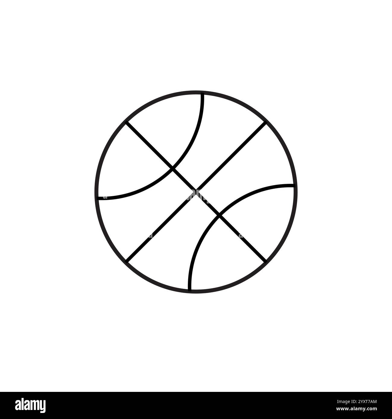 Vector black outline flat basketball ball isolated on white background ...