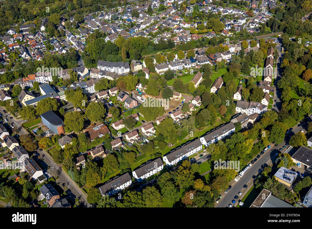 Aerial view, housing estate Quartier Litterode, Rudolfstraße between ...