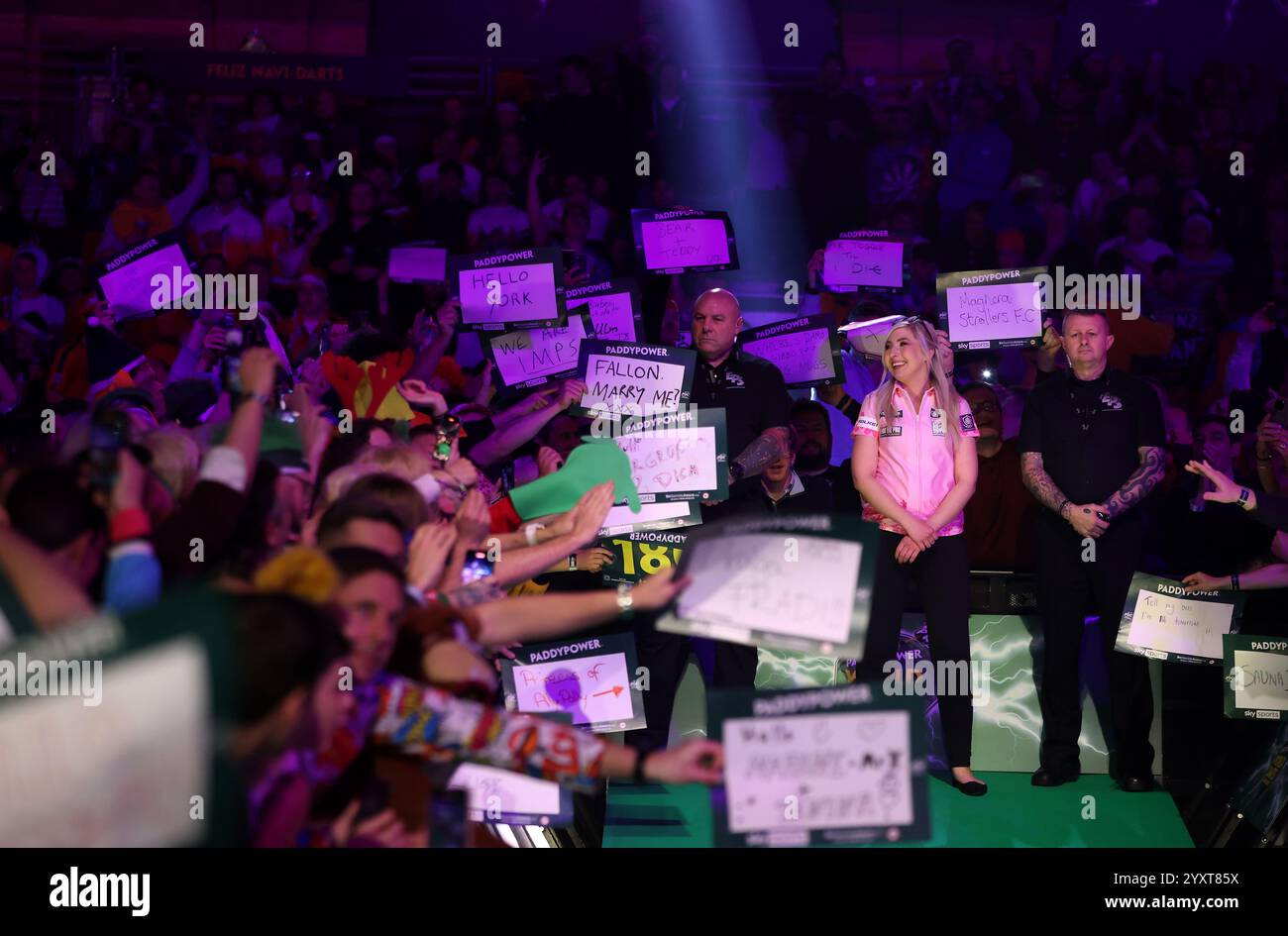 Fallon Sherrock during her walk on ahead of their first round match ...