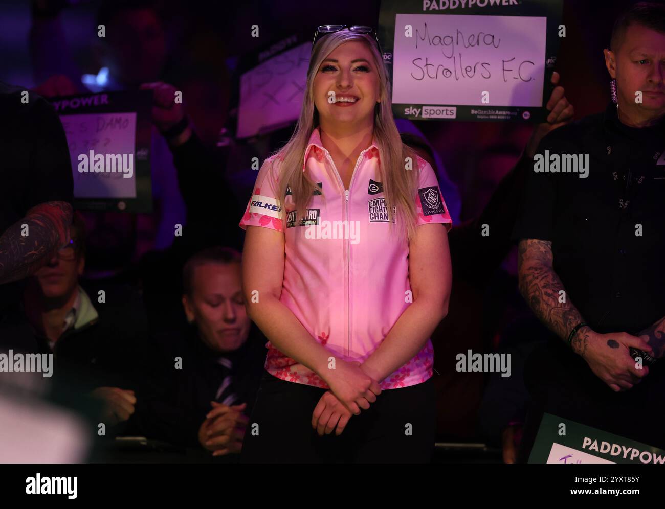 Fallon Sherrock during her walk on ahead of their first round match ...