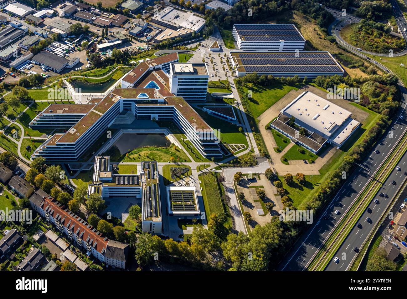 Aerial view, Aldi Nord Campus, building shape corresponds to the Aldi ...