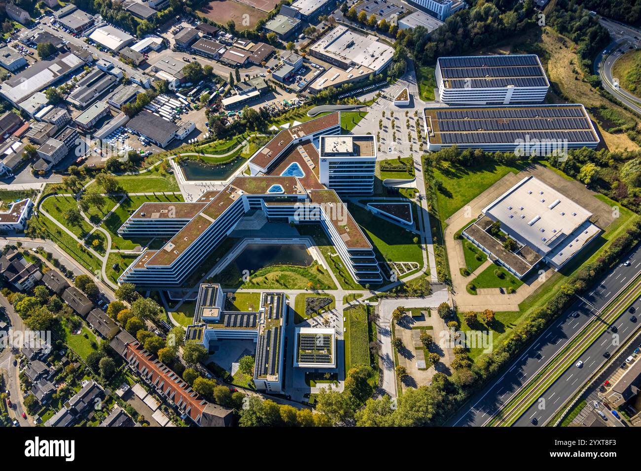 Aerial view, Aldi Nord Campus, building shape corresponds to the Aldi ...