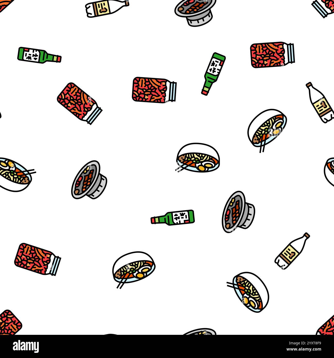 korean cuisine food asian seamless pattern vector Stock Vector Image ...