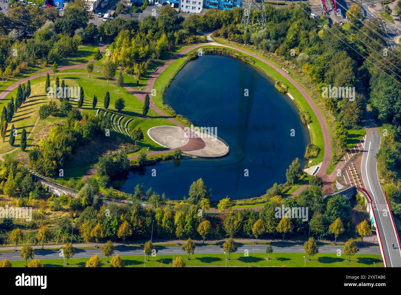 Aerial view, Kruppsee and gardens in Krupp-Park, Westviertel, Essen ...