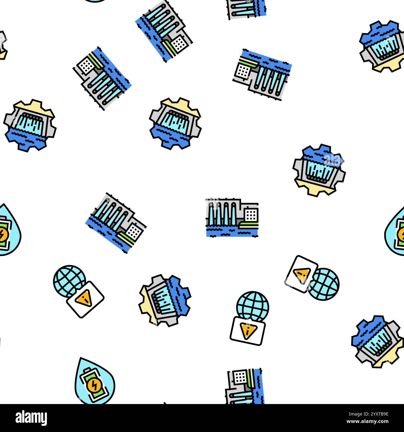 hydroelectric power plant energy seamless pattern vector Stock Vector ...
