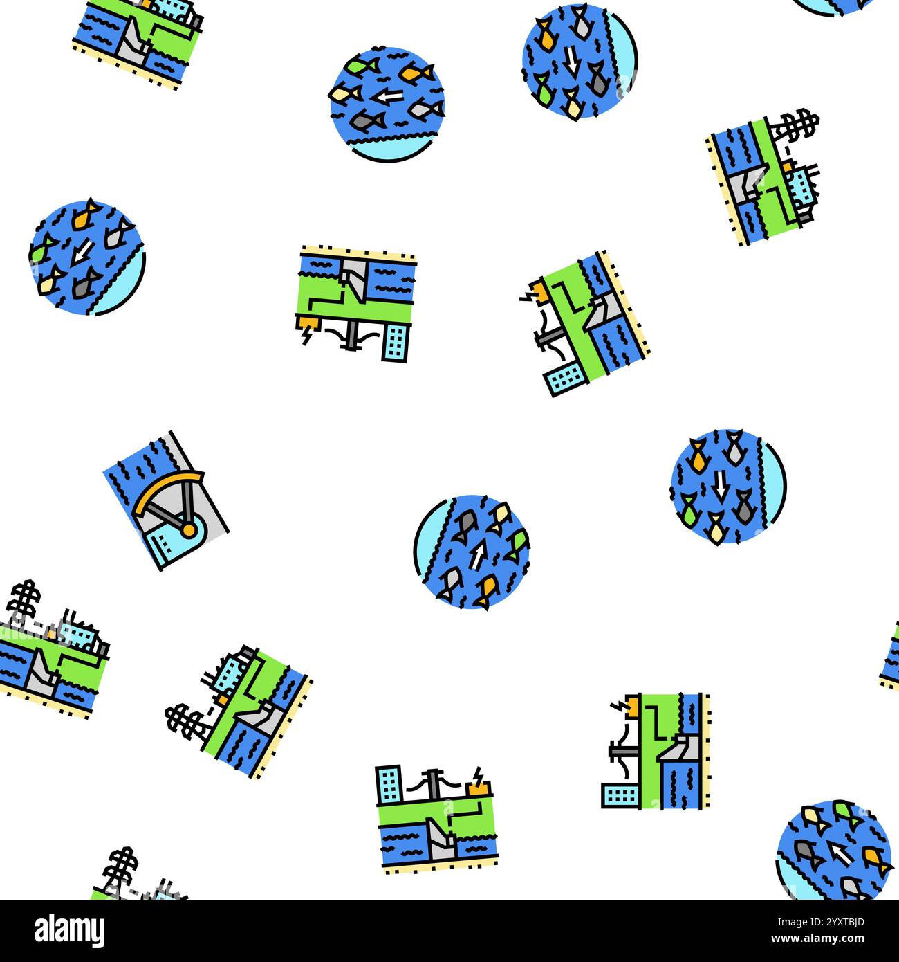 hydroelectric power plant energy seamless pattern vector Stock Vector ...