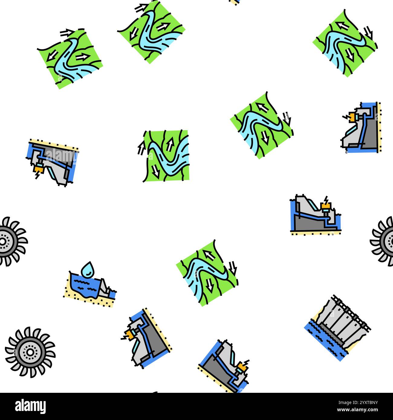 hydroelectric power plant energy seamless pattern vector Stock Vector ...