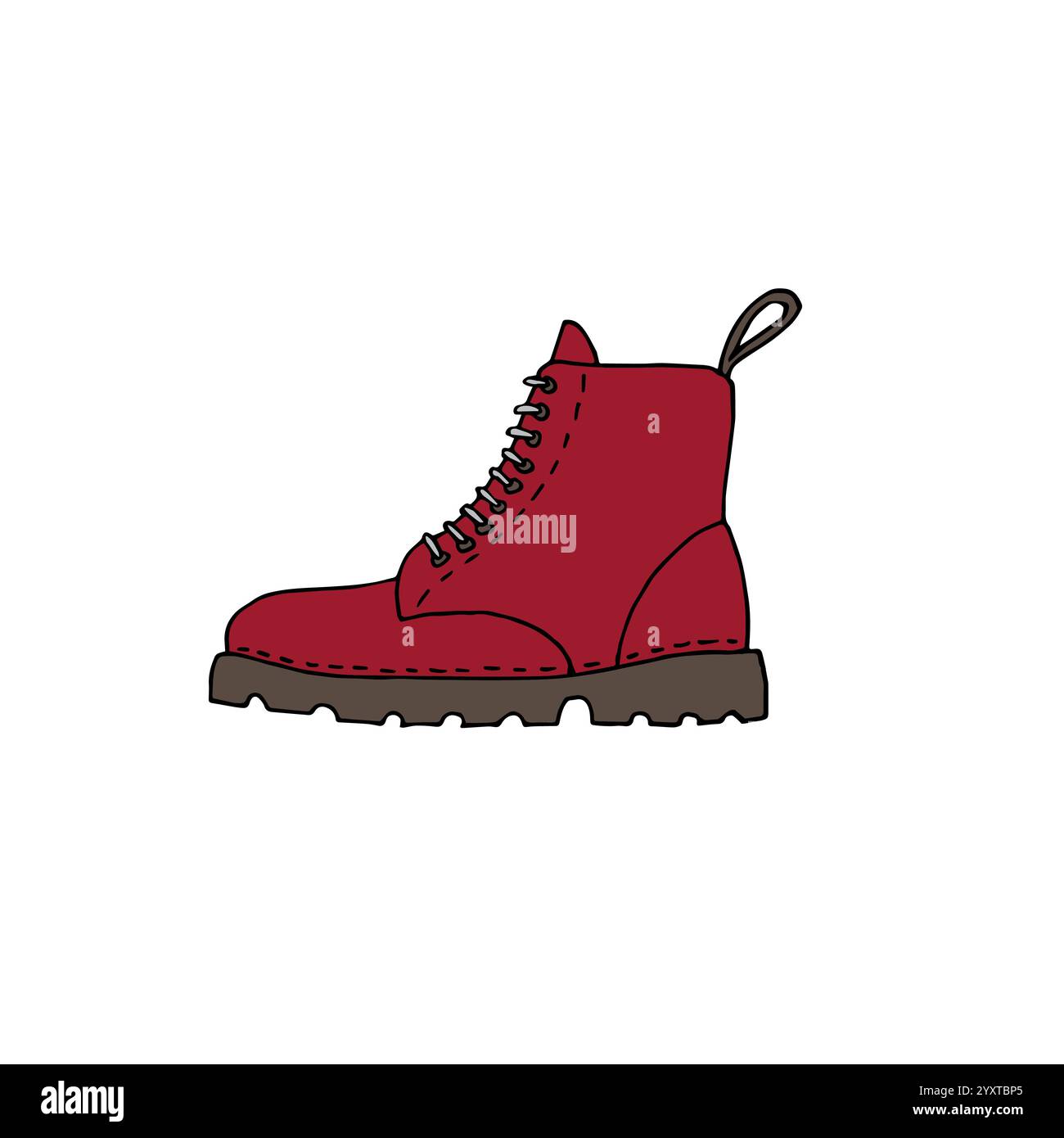 Vector hand drawn doodle sketch colored red boot isolated on white ...