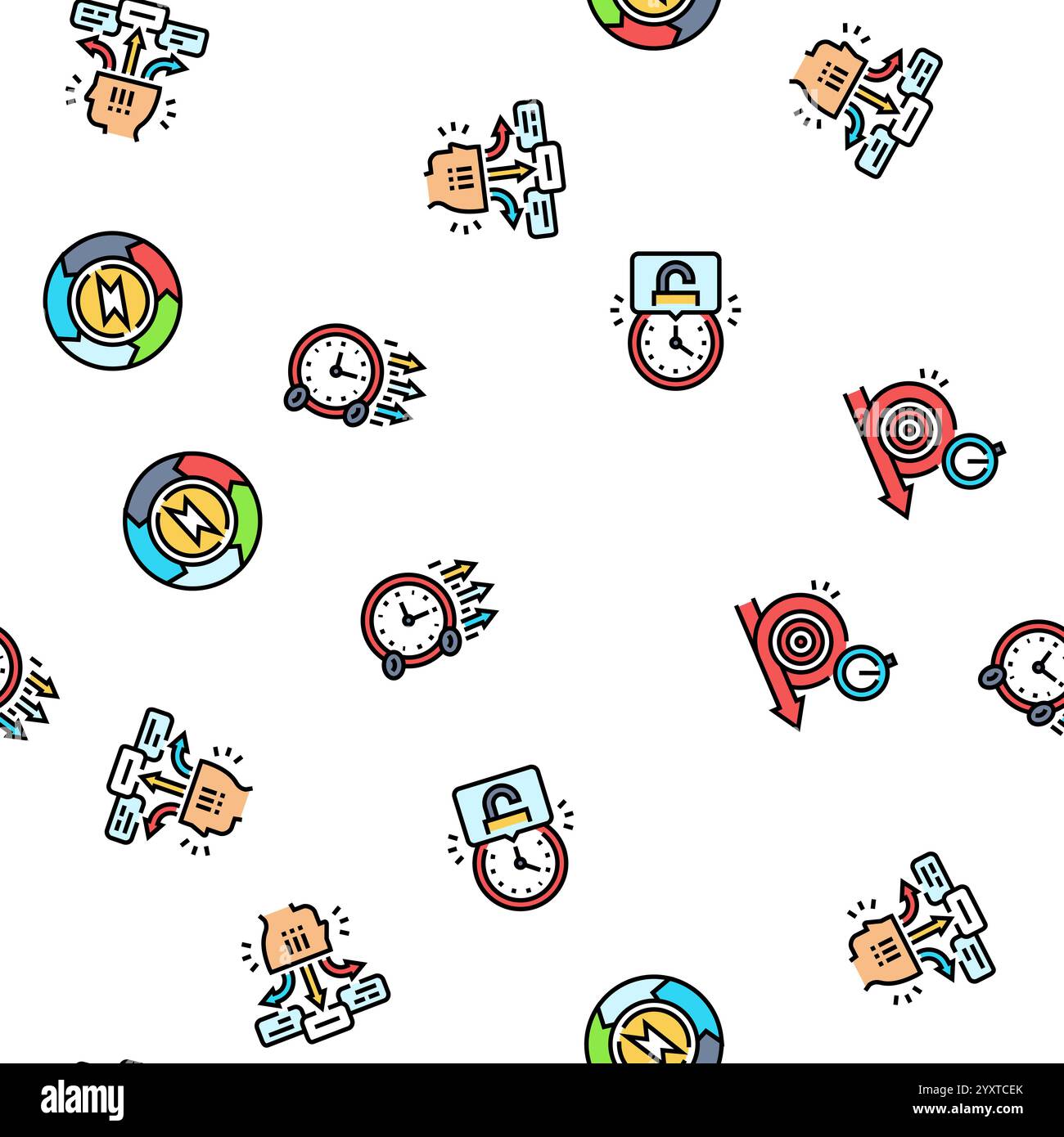 time management clock work seamless pattern vector Stock Vector Image ...