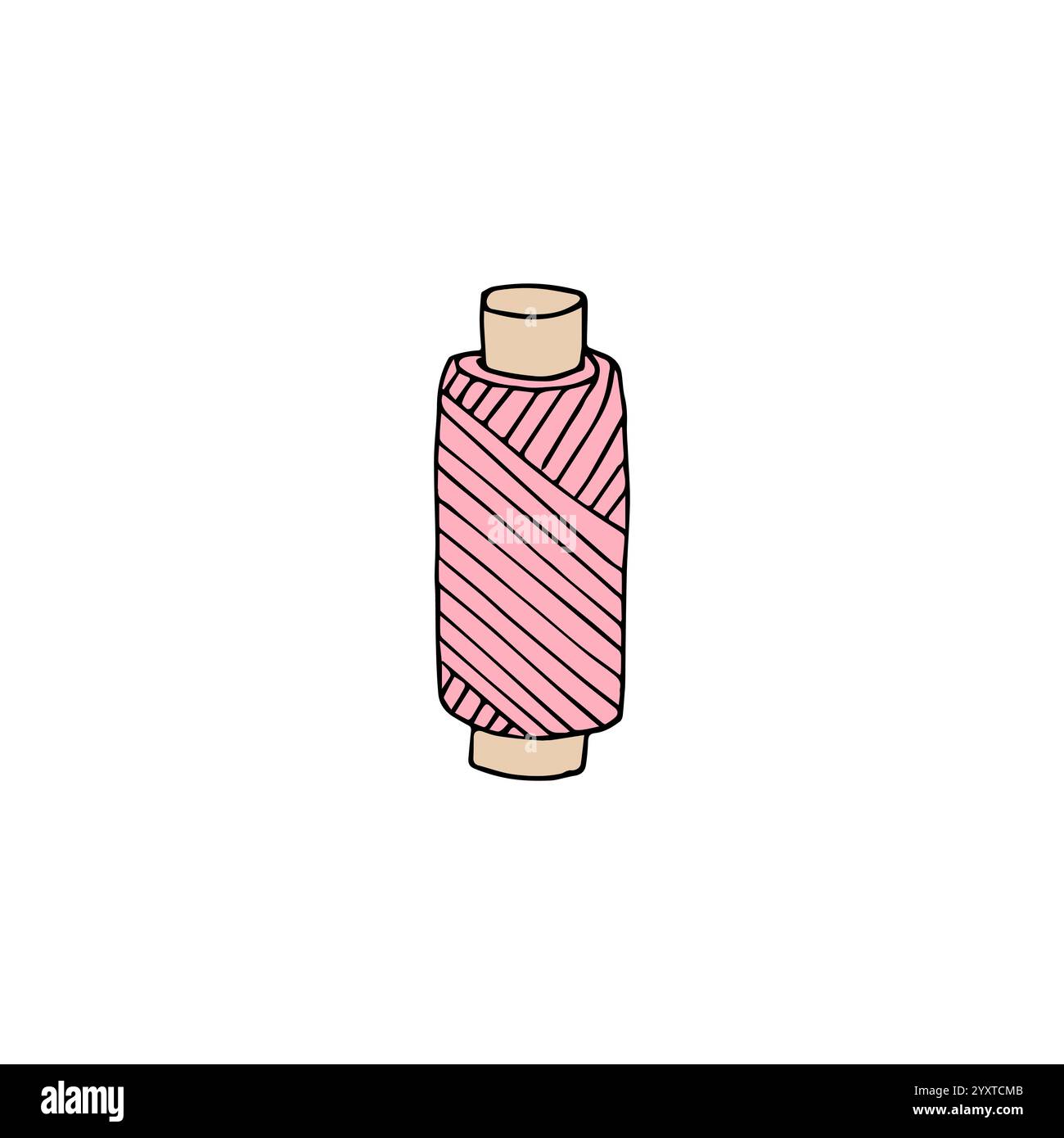 Vector hand drawn doodle sketch pink threads spool isolated on white ...