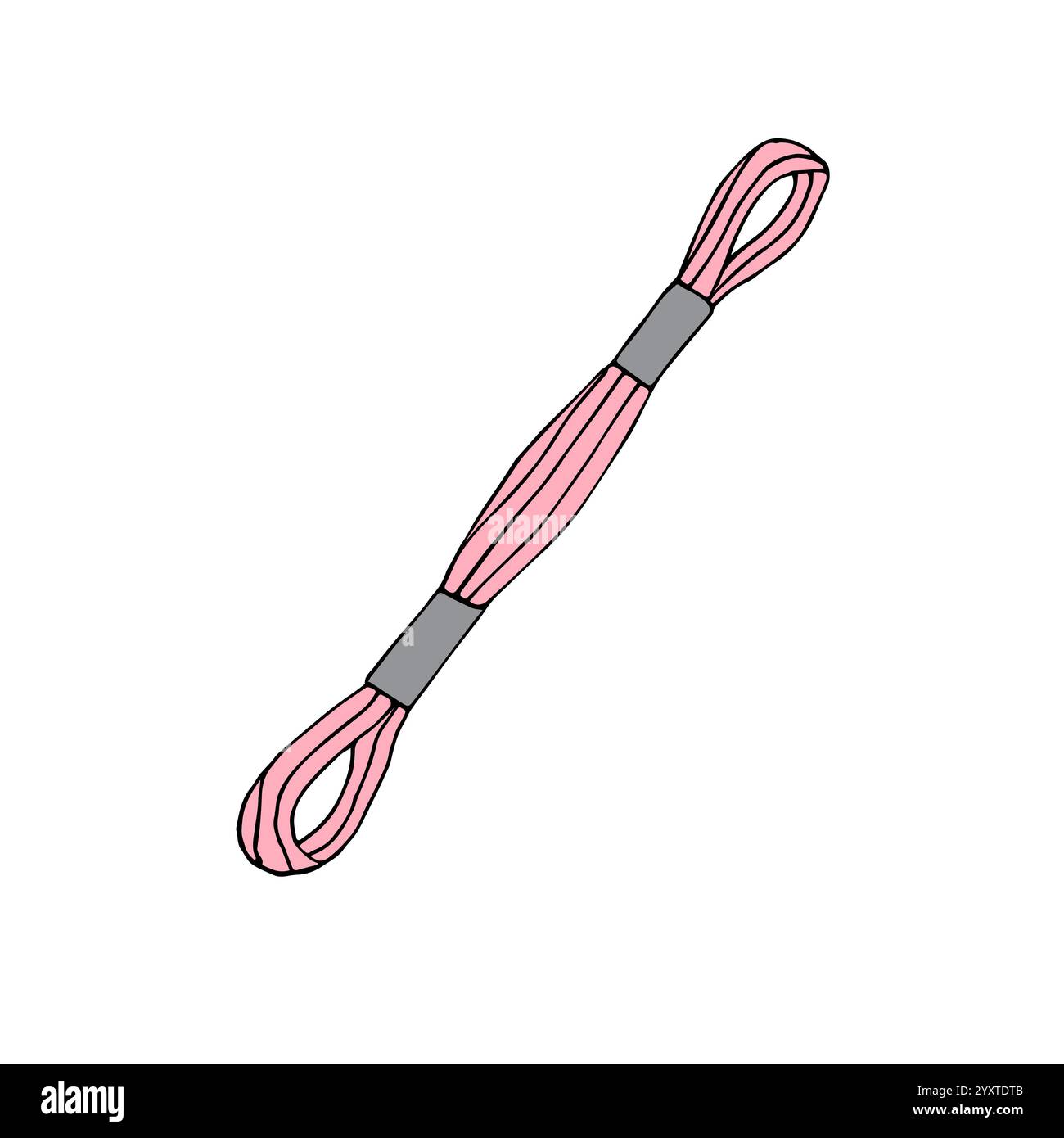 Vector pink colored hand drawn sketch doodle embroidery floss threads ...