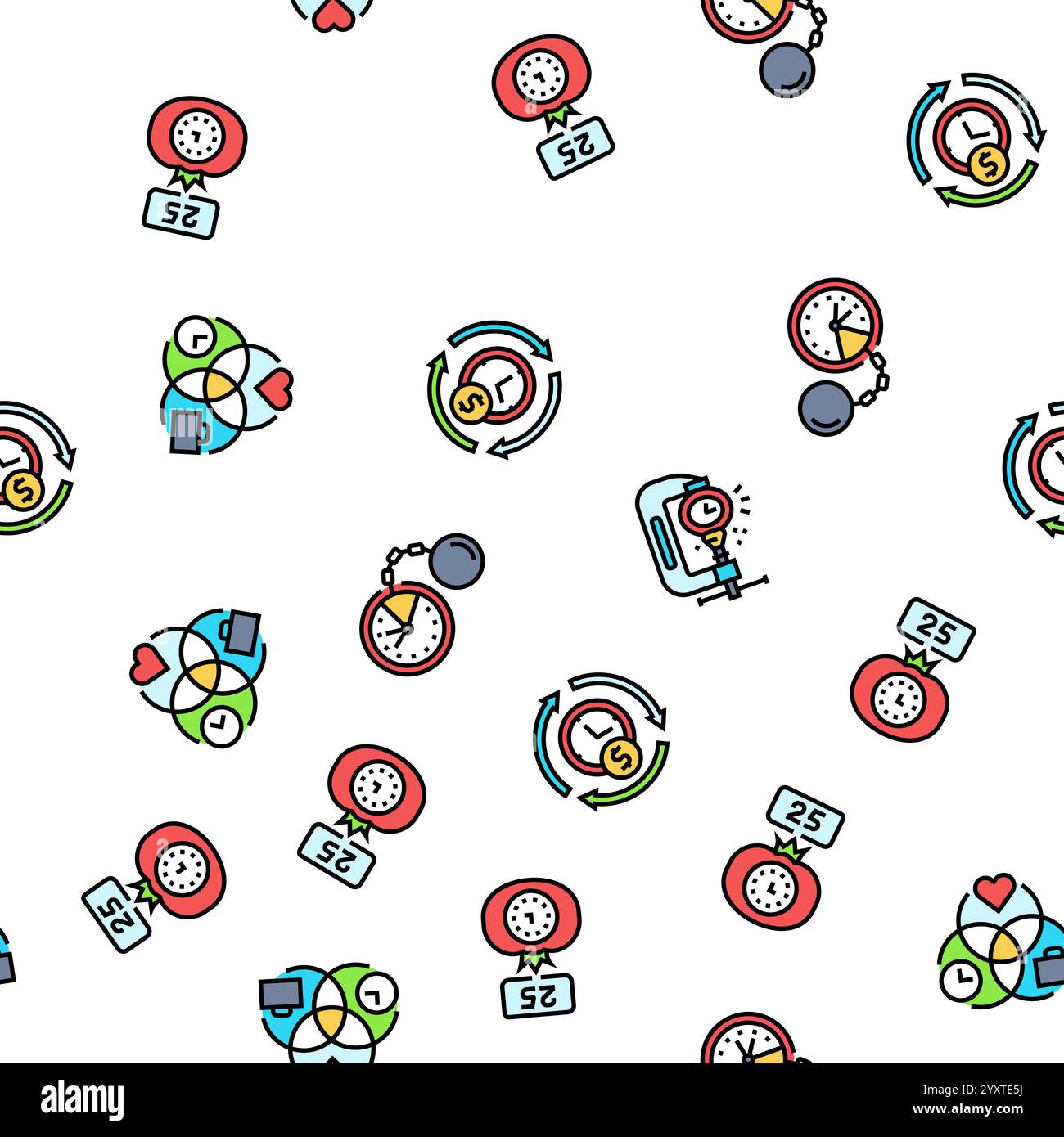 time management clock work seamless pattern vector Stock Vector Image & Art - Alamy