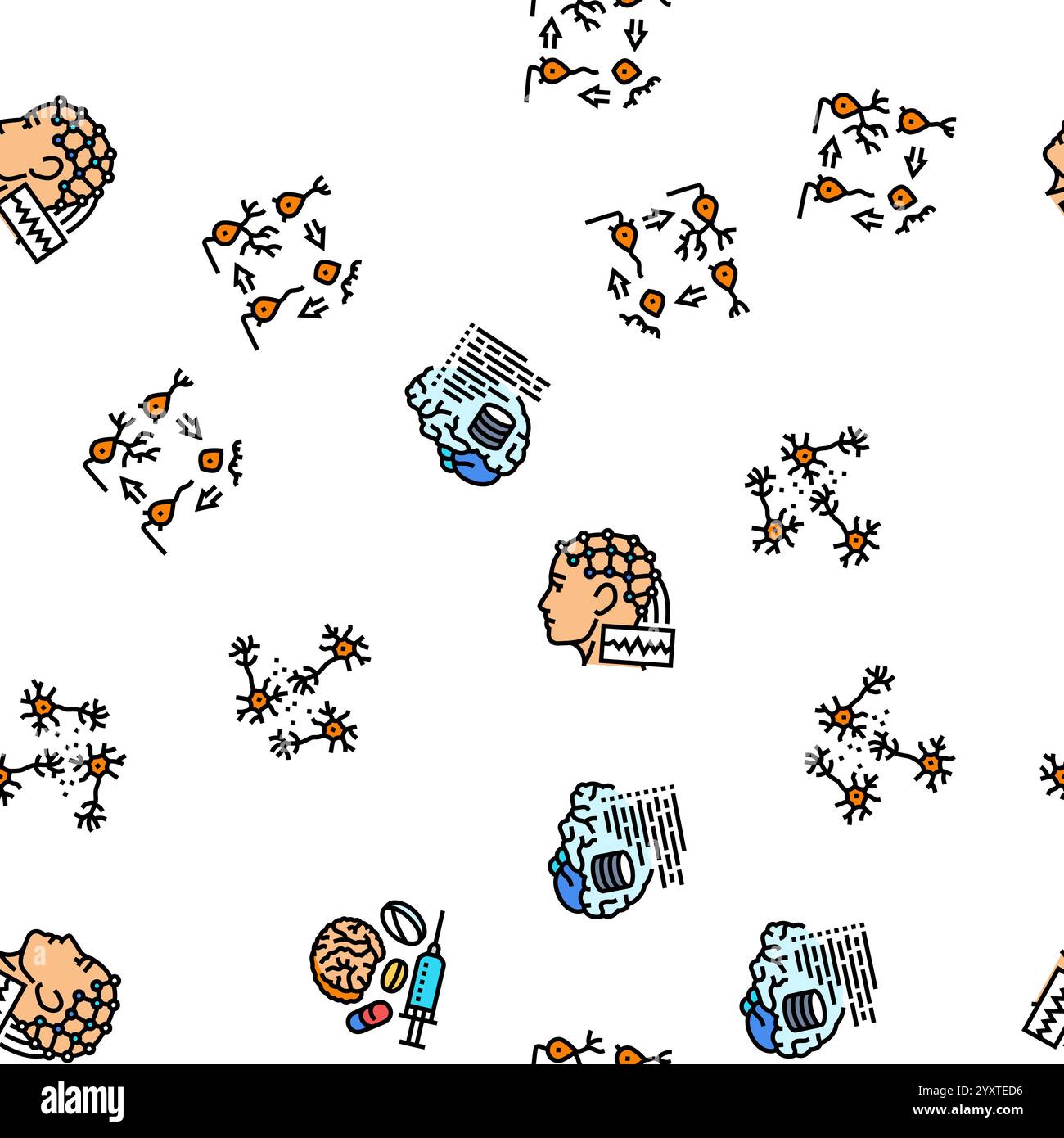 neuroscience brain neurology seamless pattern vector Stock Vector Image ...