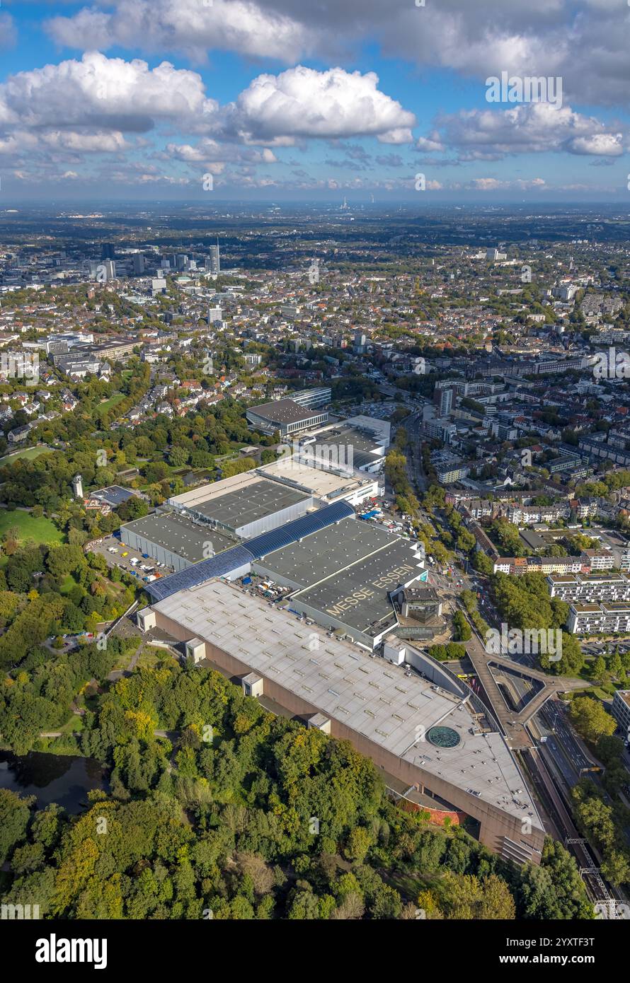 Aerial view, Messe Essen with Grugahalle, general view with view to the ...