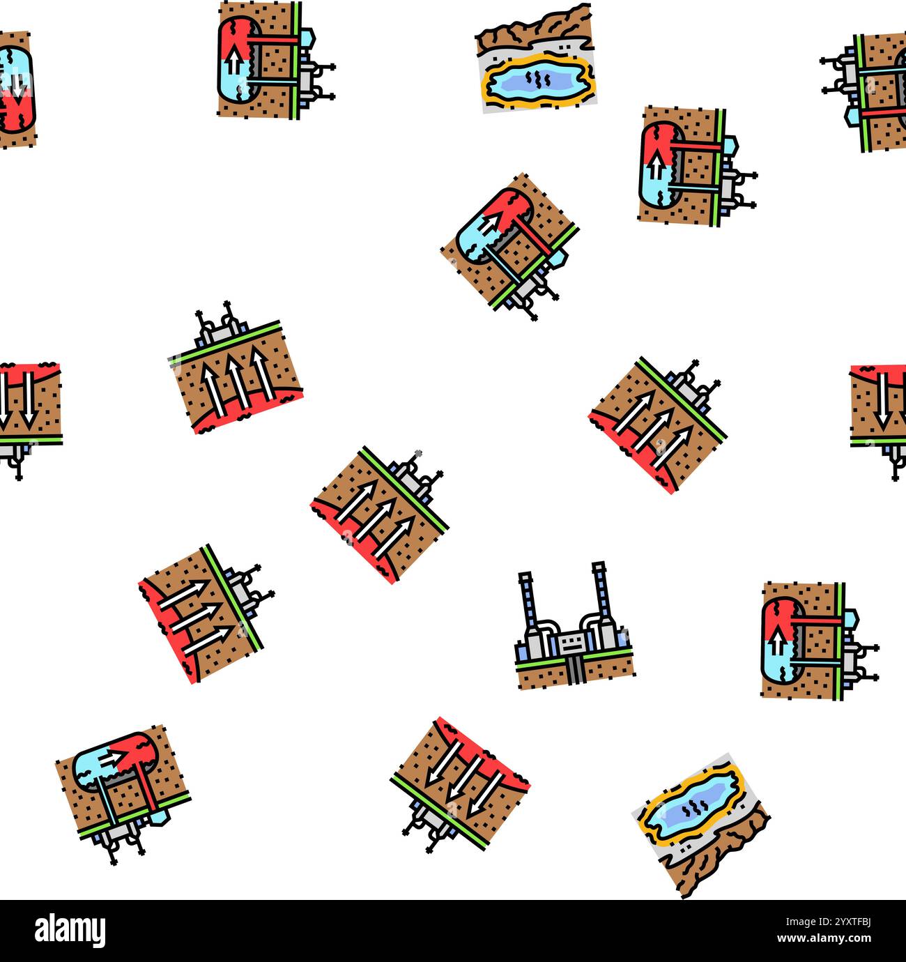 geothermal energy power plant seamless pattern vector Stock Vector ...