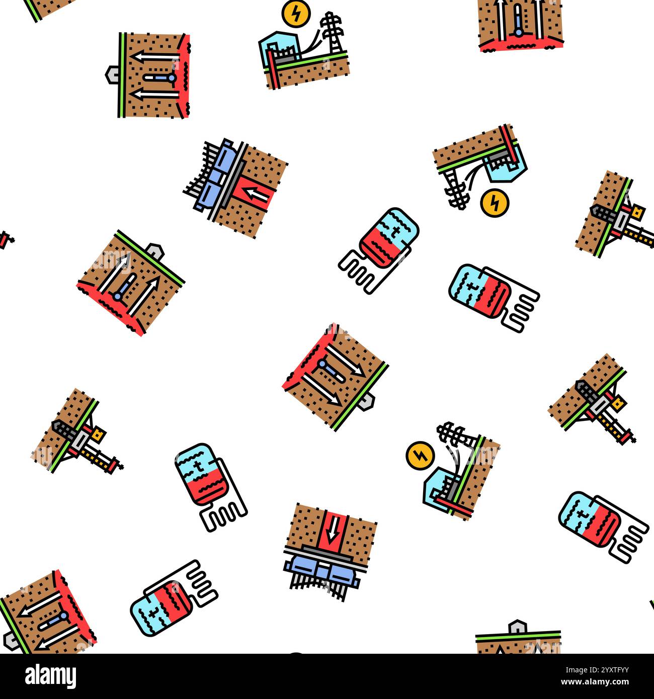 geothermal energy power plant seamless pattern vector Stock Vector ...