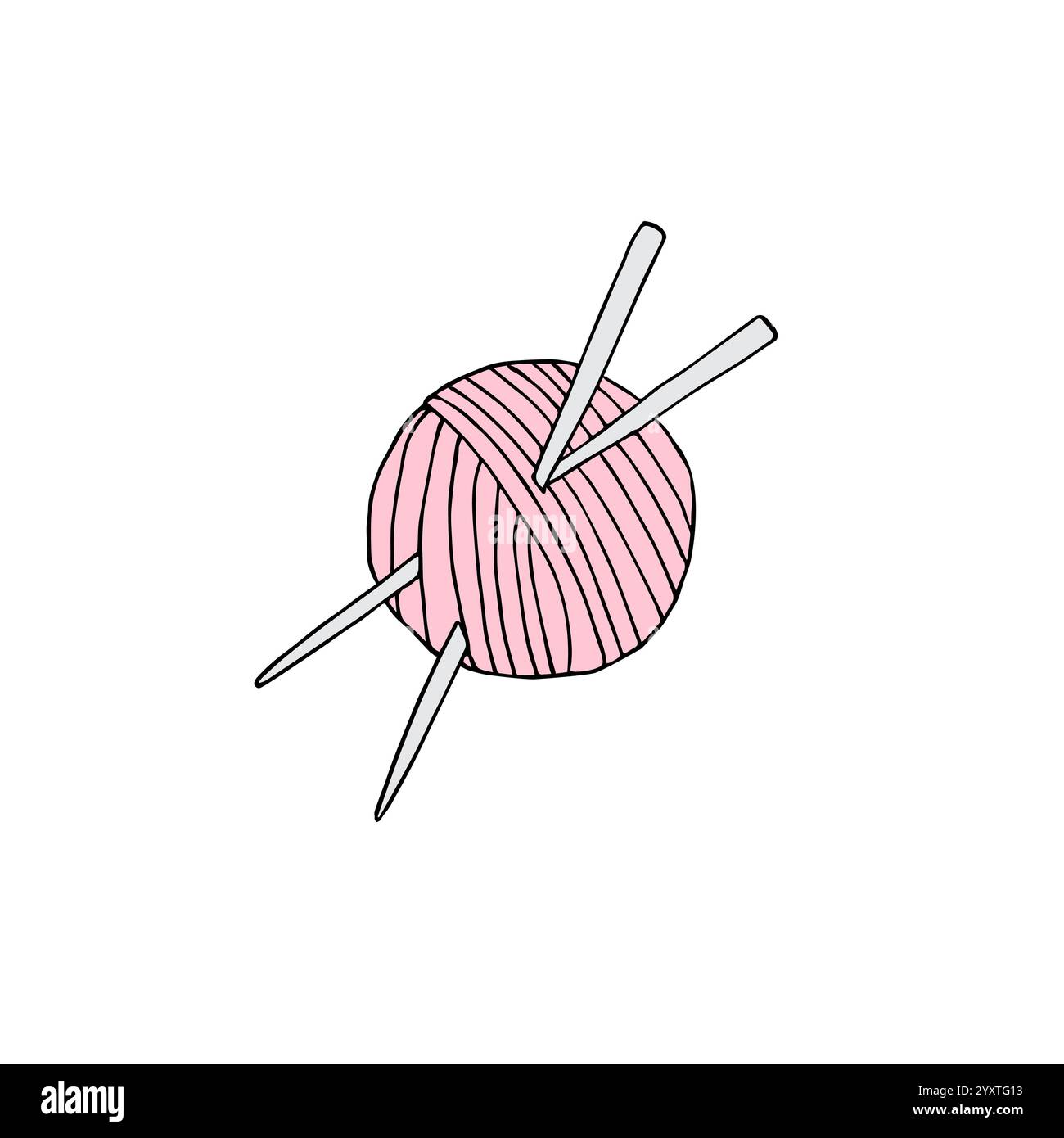 Vector hand drawn doodle sketch colored knitting threads and needles ...