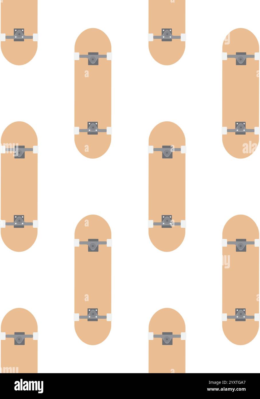 Vector seamless pattern of flat cartoon colored skateboard isolated on ...