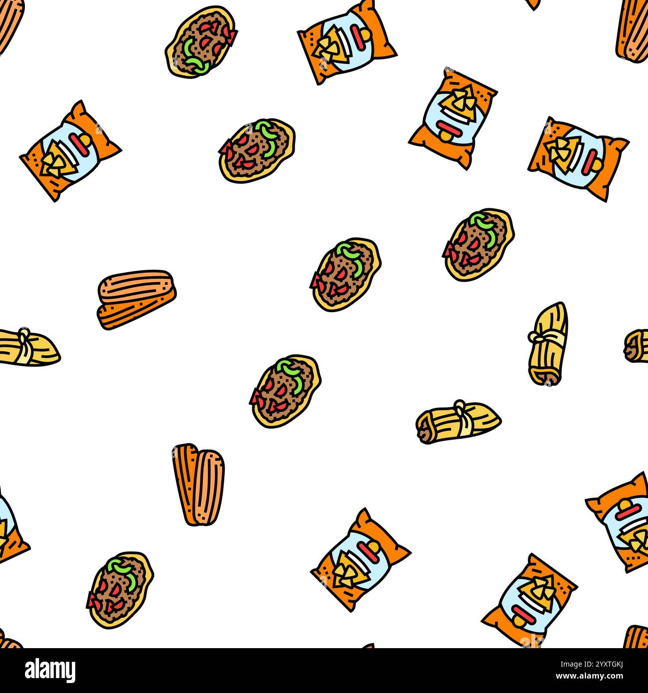 mexican cuisine food dinner seamless pattern vector Stock Vector Image ...