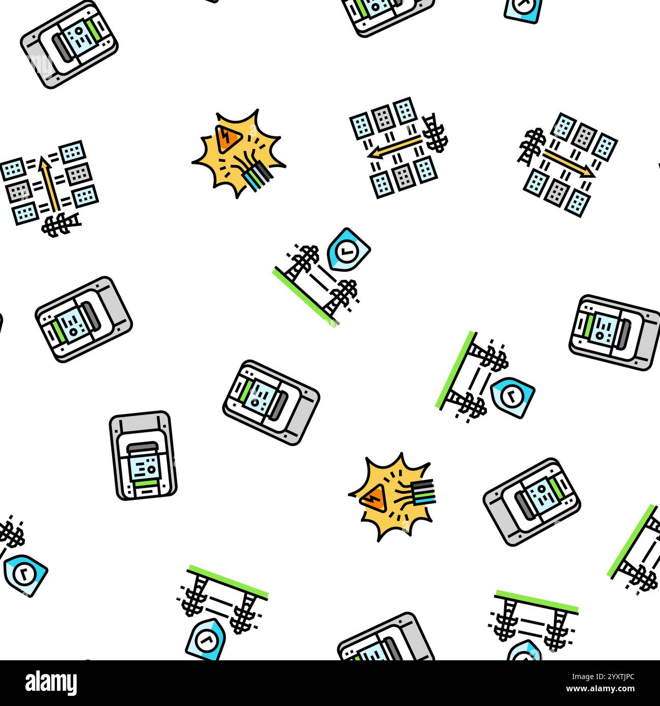 electric grid energy power seamless pattern vector Stock Vector Image ...
