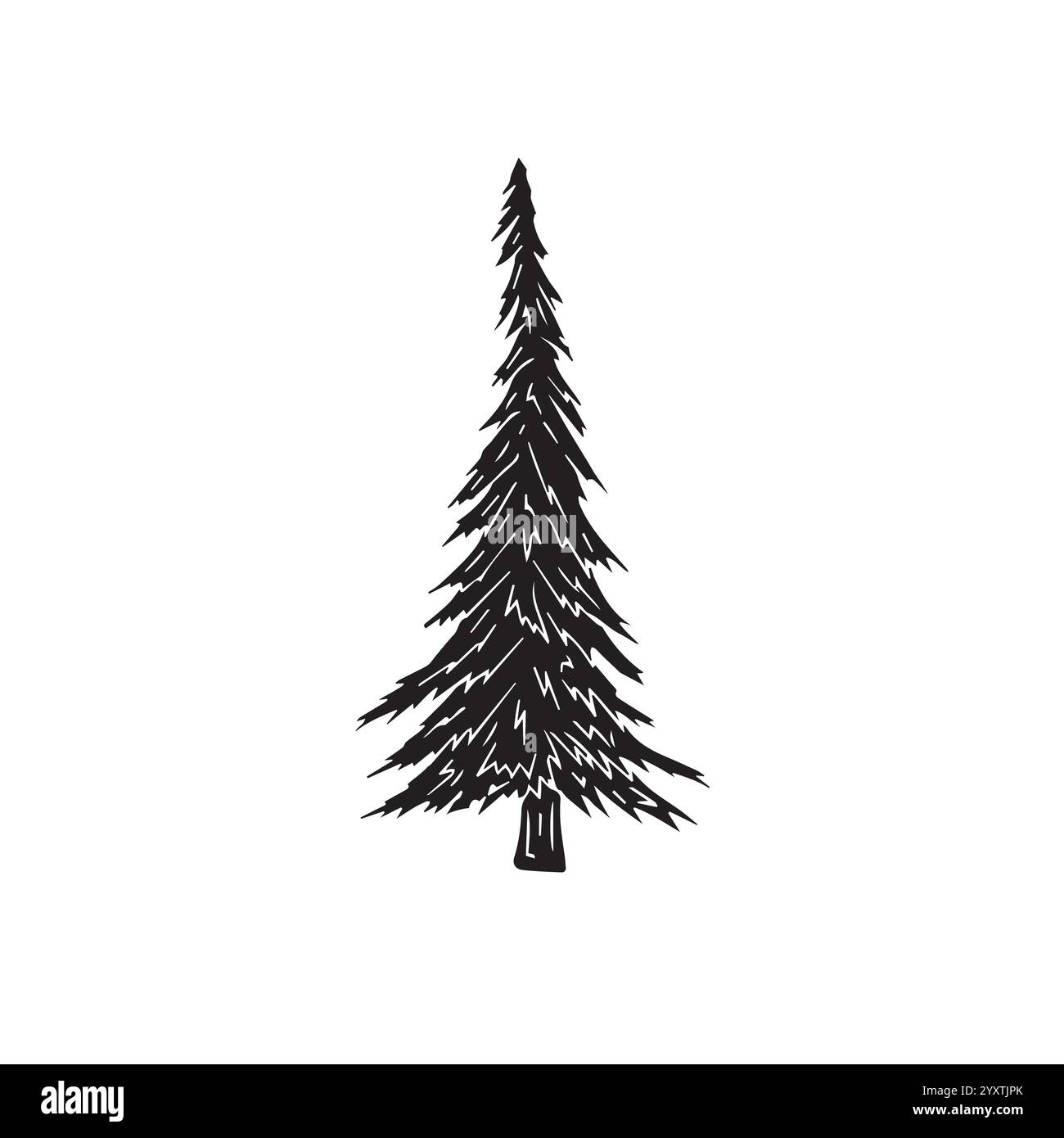 Vector black hand drawn doodle sketch spruce tree isolated on white ...