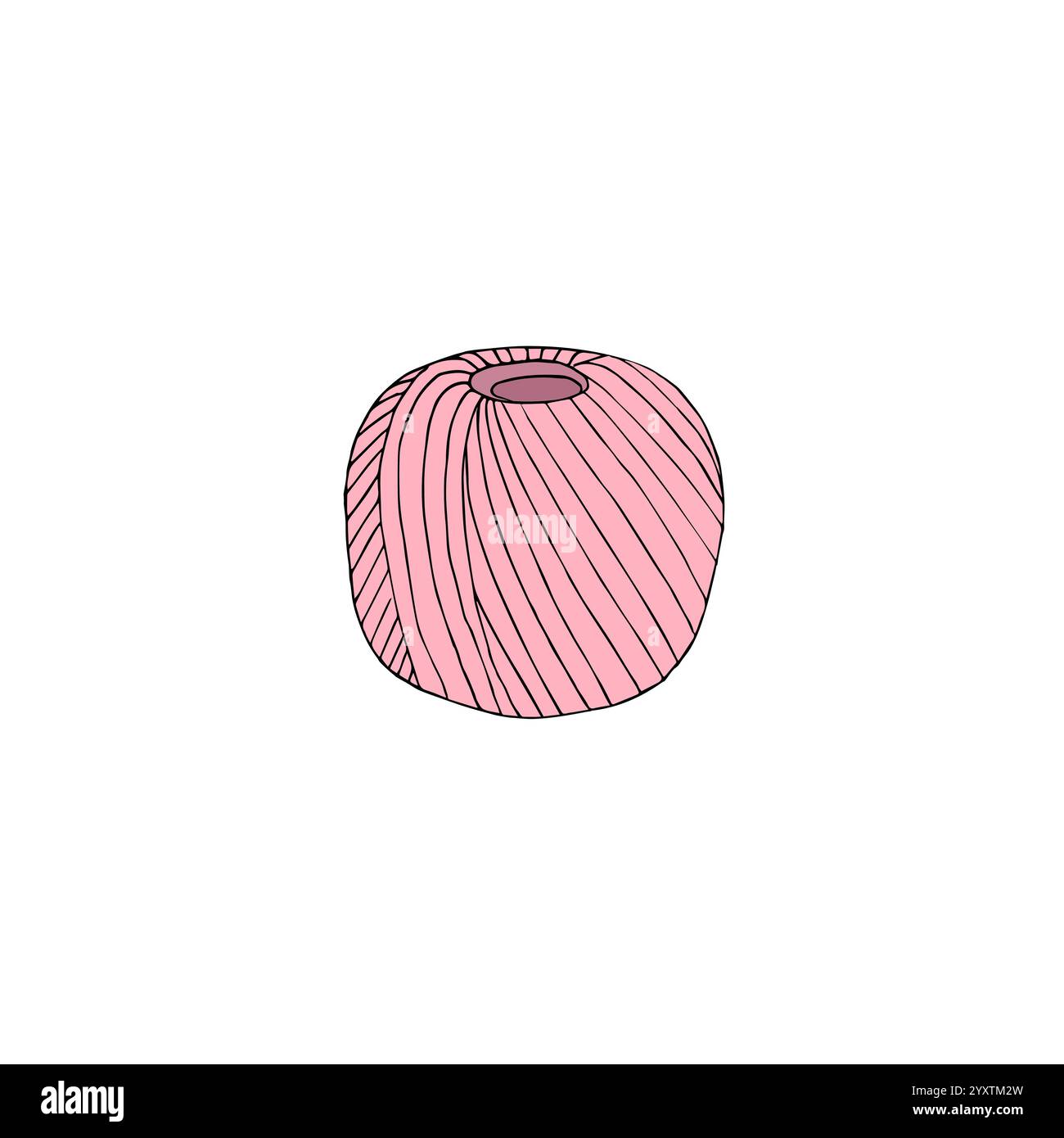 Vector hand drawn doodle sketch pink knitting threads isolated on white ...