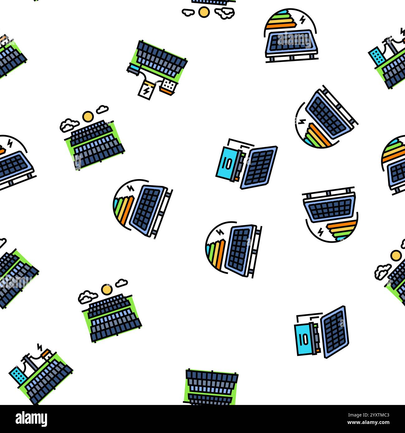 solar panels energy sun seamless pattern vector Stock Vector Image ...