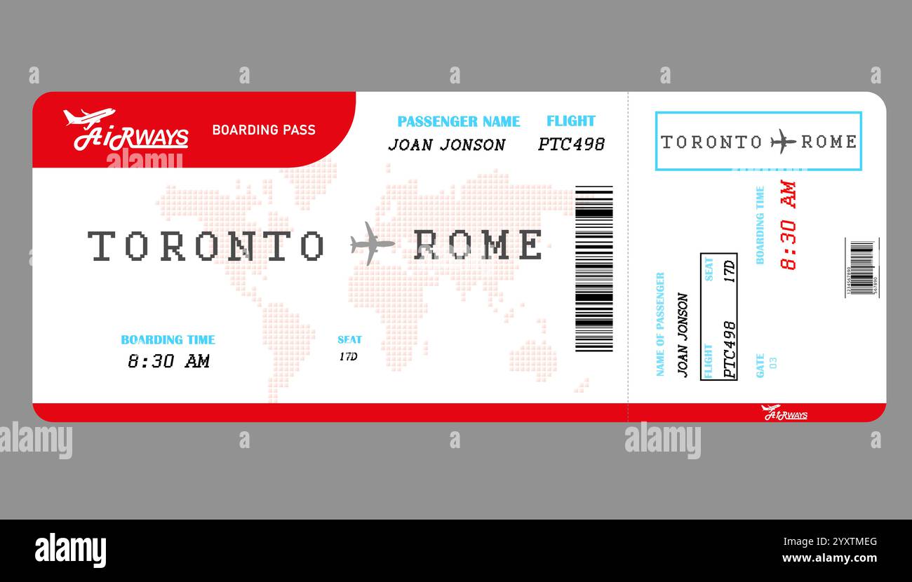 Airline ticket. Boarding pass with information on grey background Stock ...