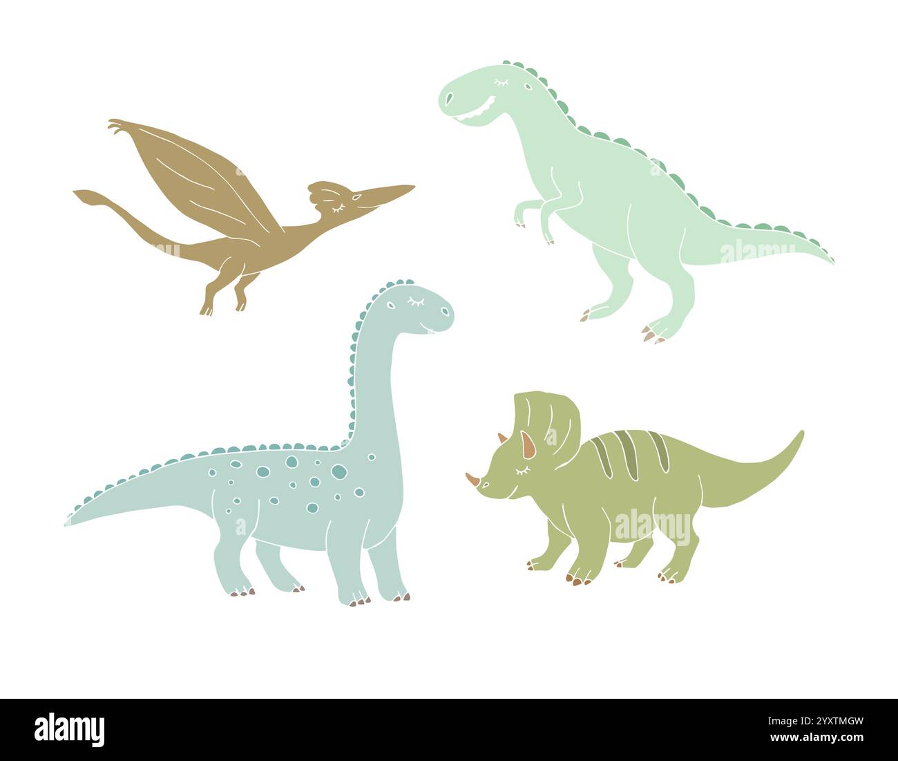 Vector set bundle of hand drawn doodle sketch different color dinosaur ...
