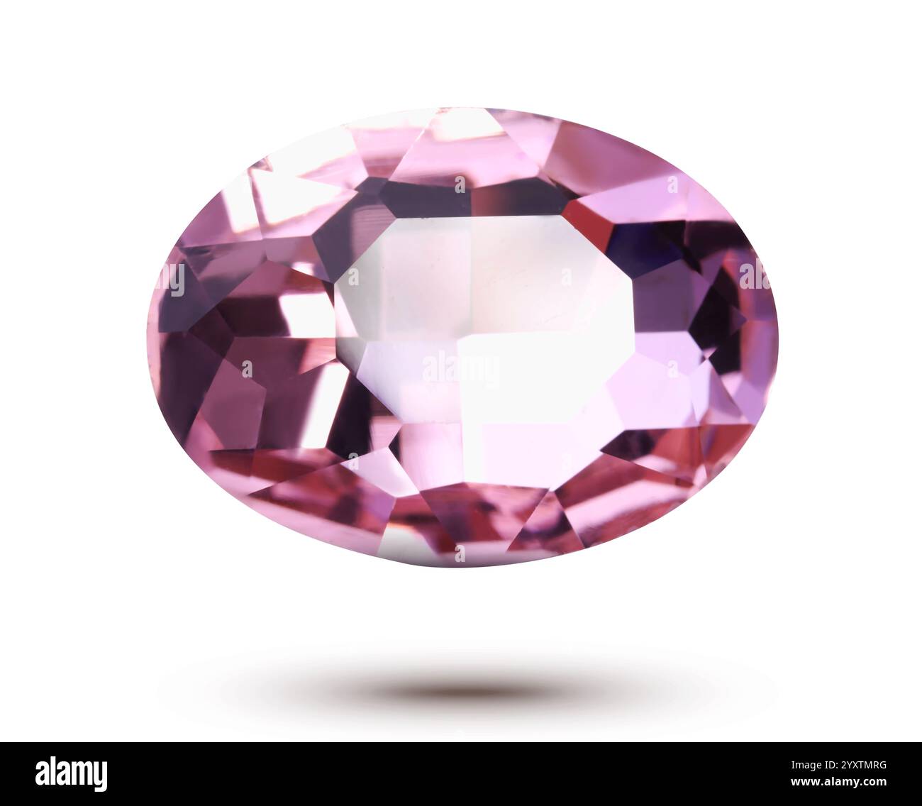 Pink shiny gemstone in air on white background Stock Photo - Alamy