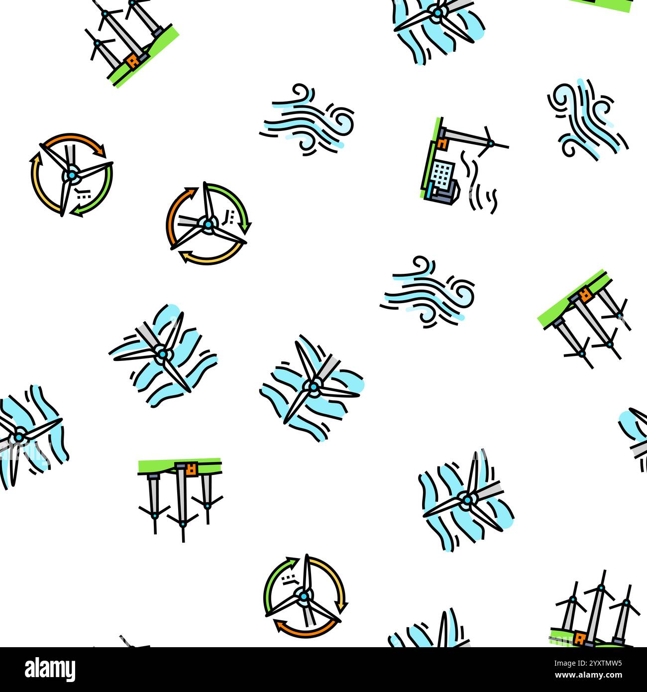 wind turbine power energy farm seamless pattern vector Stock Vector ...