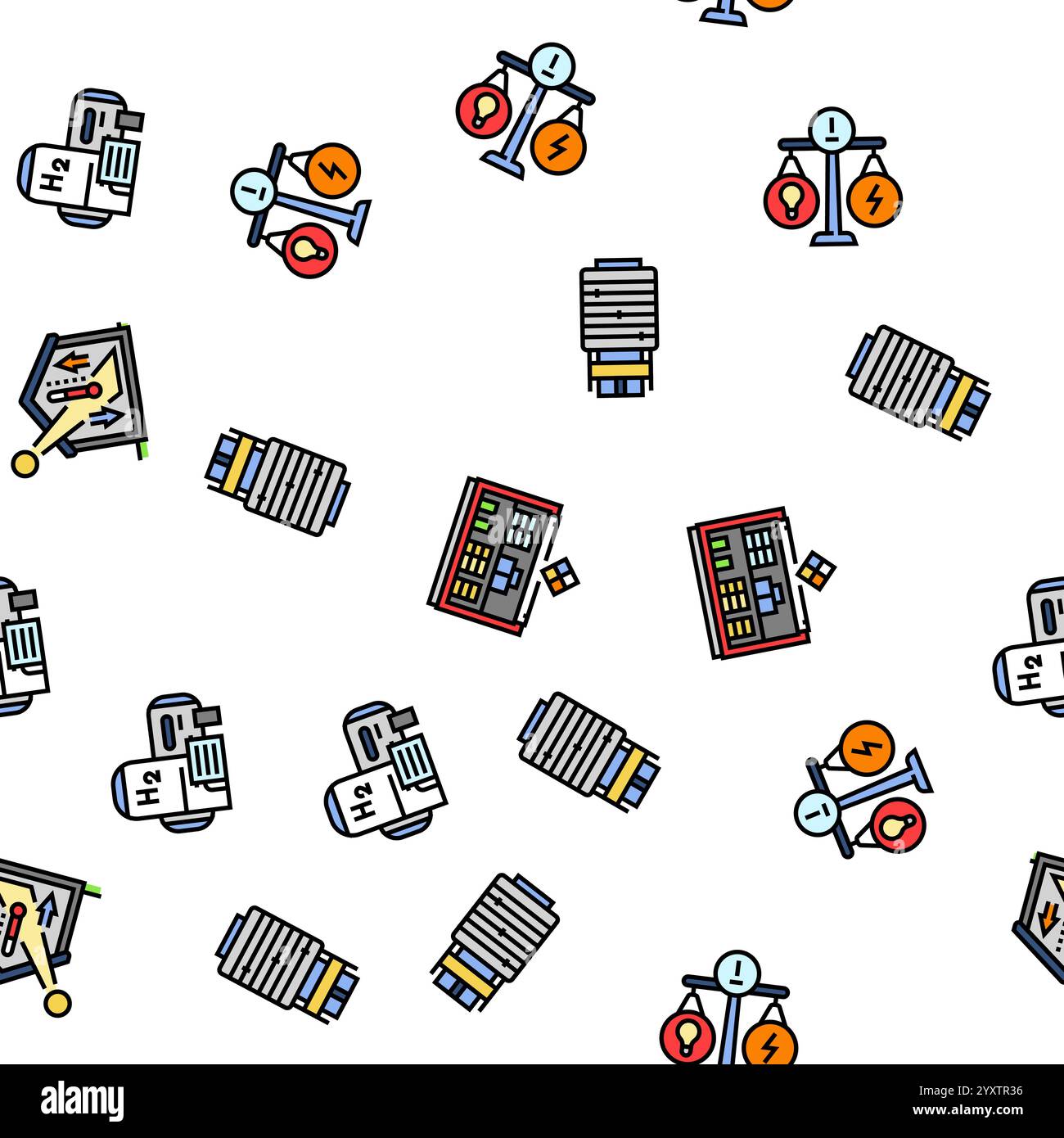 energy storage power system vector seamless pattern thin line illustration Stock Vector Image ...